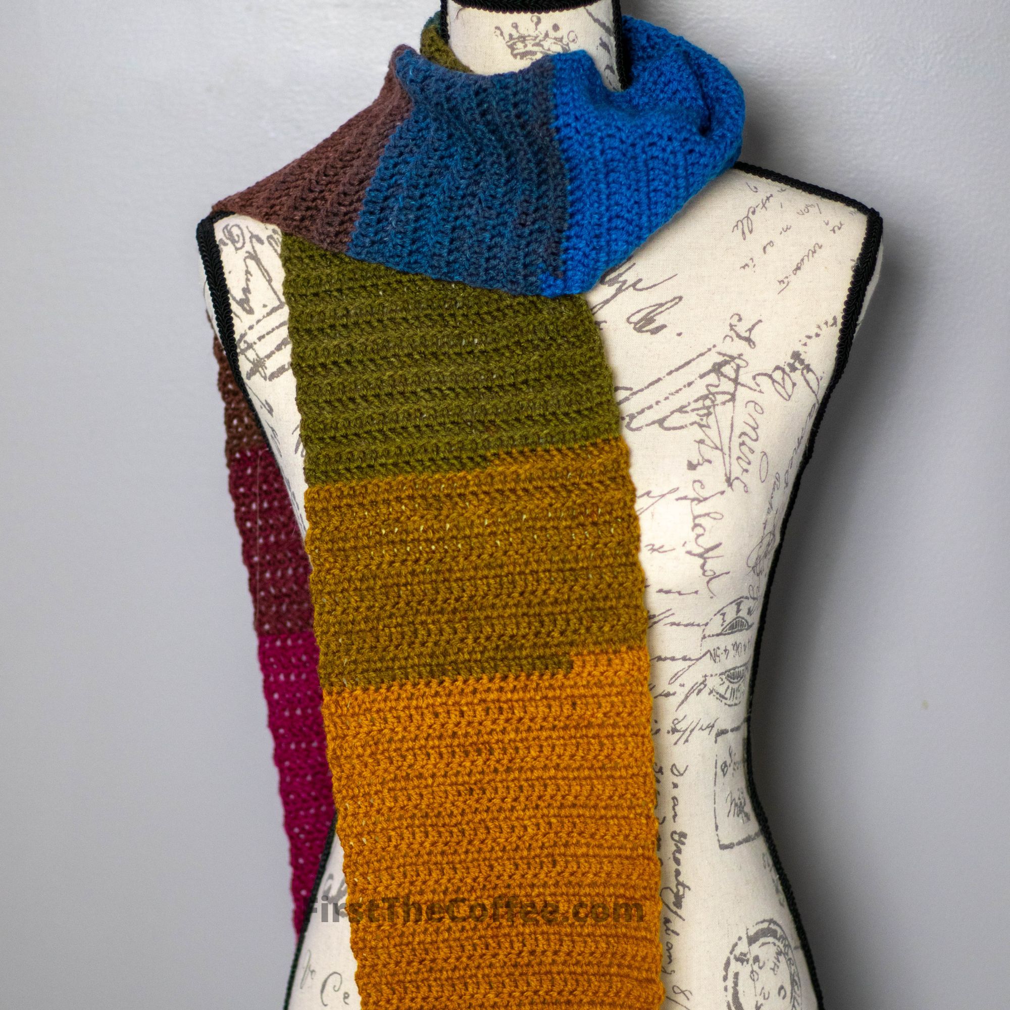 Easy One Skein Double Crochet Scarf Pattern - First The Coffee Crochet