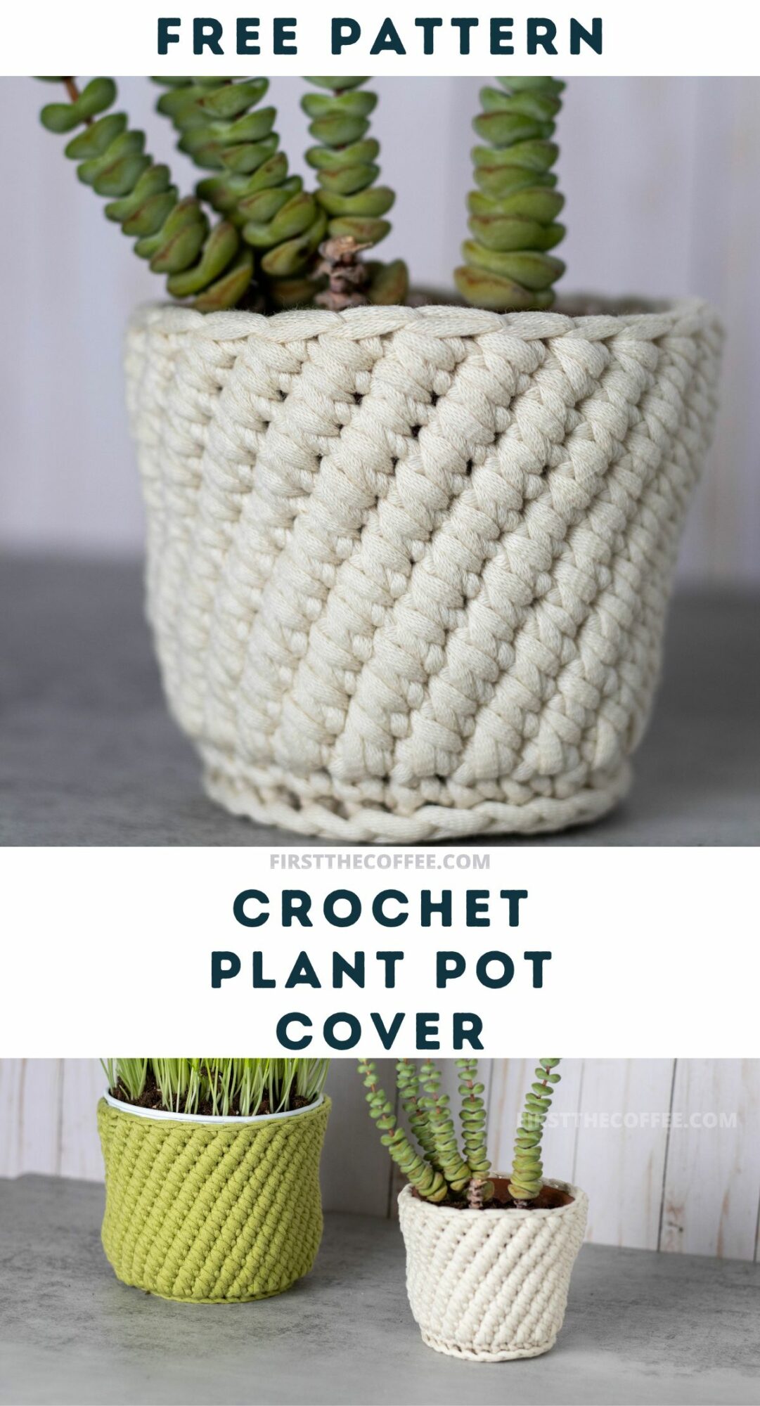 Vincent Plant Pot Cover Pattern - First The Coffee Crochet